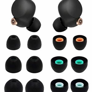 6 Pairs Replacement Ear Tips Buds for WF-1000XM5 / WF-1000XM3 / WF-C700N / WF-C500, Eartips Earbuds Flexible Soft Silicone Rubber Skin Accessories Compatible with Sony WF-1000XM4 - S/M/L Black