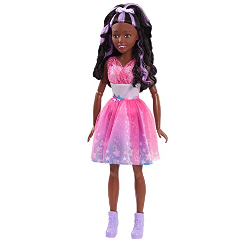 BARBIE 28-Inch Best Fashion Friend Star Power Doll and Accessories, Dark Brown Hair, Kids Toys for Ages 3 Up by Just Play