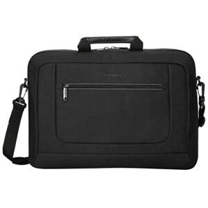 targus laptop bag for laptops up to 15.6-inches, computer bags for women men, microsoft apple lenovo dell and hp laptop case, shoulder bag for men/women, computer messenger bag, black (tbt935gl)