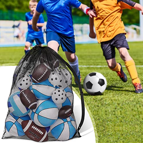 Shappy 4 Pack Extra Large Sports Ball Bag Mesh Soccer Basketball Bags Large Mesh Bag with Adjustable Shoulder Strap Ball Bags for Football Volleyball Gym Sports Equipment, 30 x 40 Inches