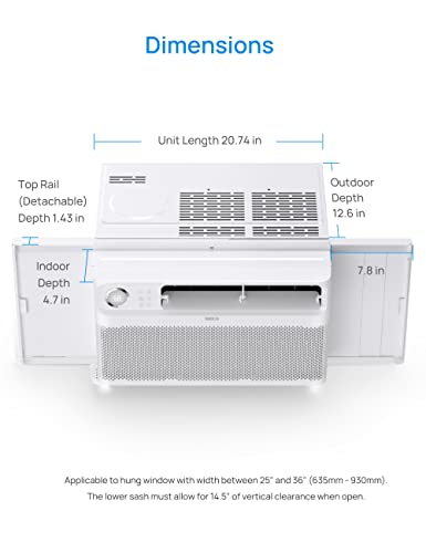 Dreo Window Air Conditioner, 8000 BTU U-Shaped Inverter AC Unit, Cools Up to 350 sq ft, 42db Ultra Quiet, Easy Installation with Open Window Flexibility, 35% Energy Savings, Remote Control