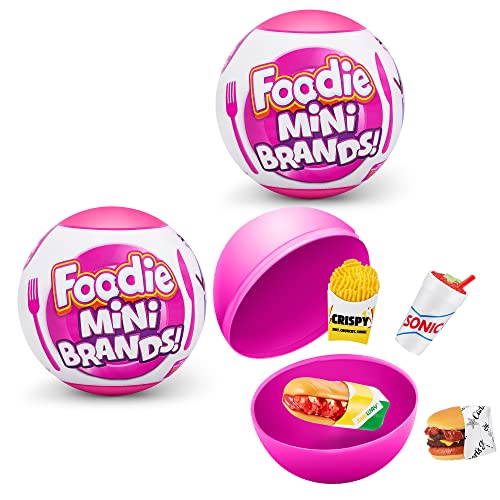 5 Surprise Foodie Mini Brands (2 Pack) by ZURU, Mystery Capsule Real Miniature Collectable Toy, Collectibles, Fast Food Toys and Shopping Accessories