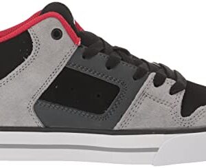 DC Men's Pure MID Casual Skate Shoe, Black/Grey/RED, 12