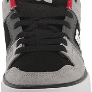 DC Men's Pure MID Casual Skate Shoe, Black/Grey/RED, 12