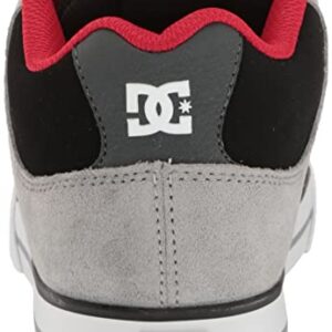 DC Men's Pure MID Casual Skate Shoe, Black/Grey/RED, 12