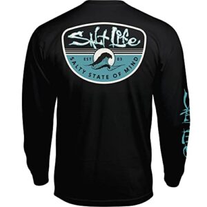 salt life morning wave long sleeve classic fit shirt, black, xx-large