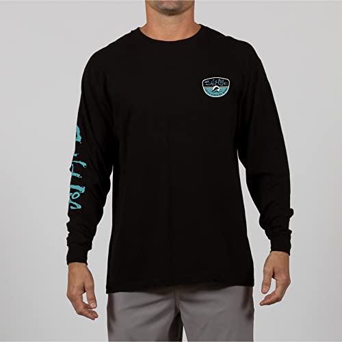 Salt Life Morning Wave Long Sleeve Classic Fit Shirt, Black, XX-Large