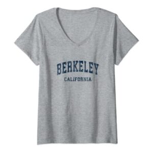 Womens Berkeley California CA Vintage Varsity Sports Navy Design V-Neck T-Shirt