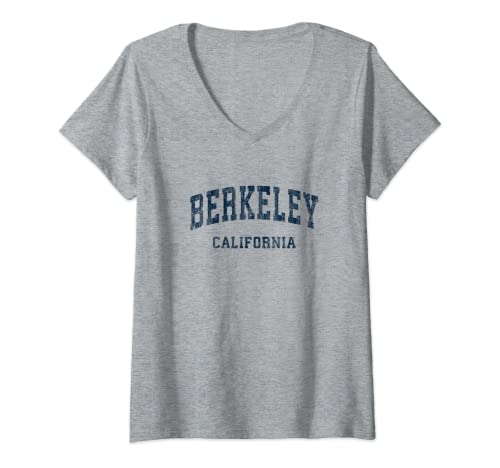 Womens Berkeley California CA Vintage Varsity Sports Navy Design V-Neck T-Shirt