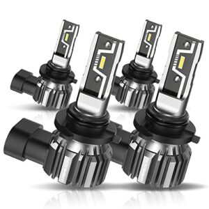 novsight 9005 9006 led headlight bulbs combo 300% brightness 9005/hb3 high beam 9006/hb4 low beam 1:1 mini size headlight conversion kits 6500k cool white replacement headlights halogen, pack of 4