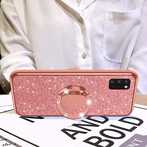 nancheng Alcatel TCL A3X A600DL Case for Women, Girls Glitter Luxury Sparkles Cute TPU Silicone Slim Phone Case with Bling Diamond Rhinestone Bumper Ring Stand & Strap Case for TCL A3X (Rose Gold)