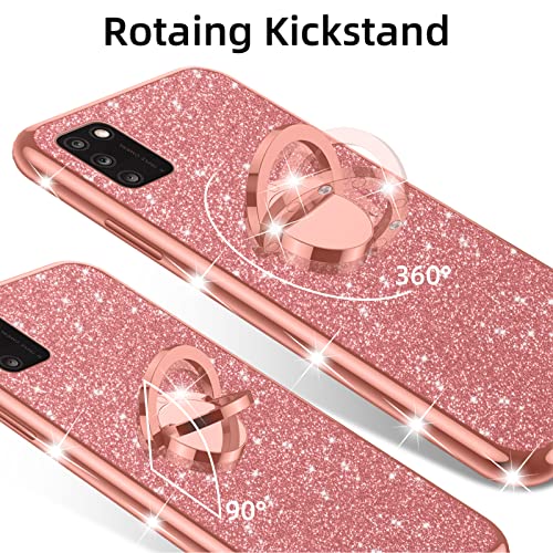 nancheng Alcatel TCL A3X A600DL Case for Women, Girls Glitter Luxury Sparkles Cute TPU Silicone Slim Phone Case with Bling Diamond Rhinestone Bumper Ring Stand & Strap Case for TCL A3X (Rose Gold)