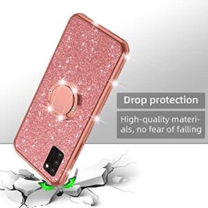 nancheng Alcatel TCL A3X A600DL Case for Women, Girls Glitter Luxury Sparkles Cute TPU Silicone Slim Phone Case with Bling Diamond Rhinestone Bumper Ring Stand & Strap Case for TCL A3X (Rose Gold)