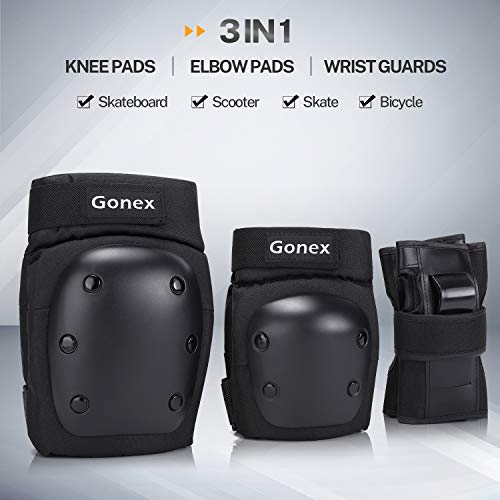 Gonex Roller Skate for Kids M Size with 6 in 1 Protective Gear for Youth/Adult Black - L Size