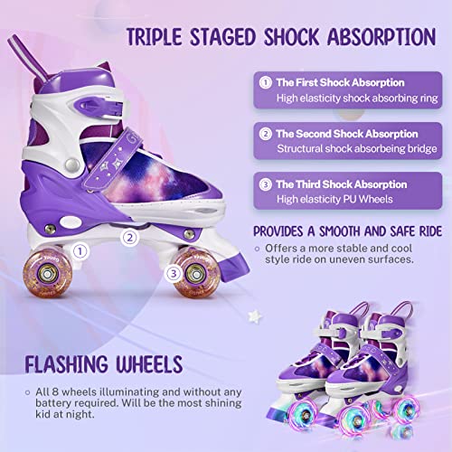 Gonex Roller Skate for Kids M Size with 6 in 1 Protective Gear for Youth/Adult Black - L Size