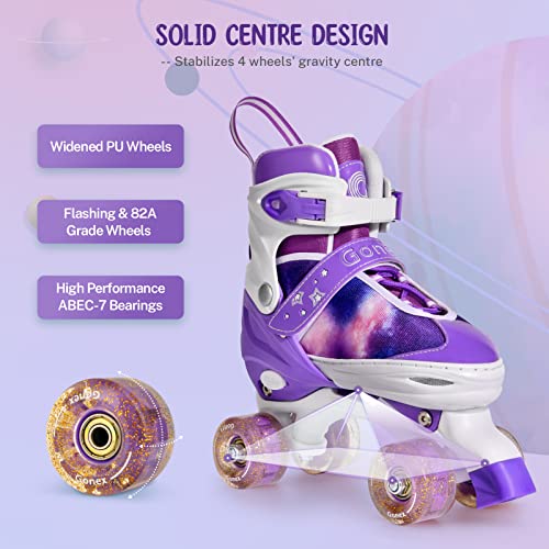 Gonex Roller Skate for Kids M Size with 6 in 1 Protective Gear for Youth/Adult Black - L Size