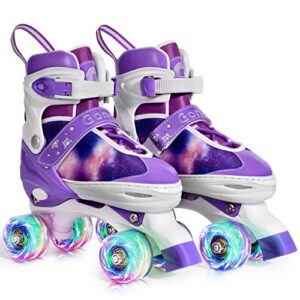 Gonex Roller Skate for Kids M Size with 6 in 1 Protective Gear for Youth/Adult Black - L Size