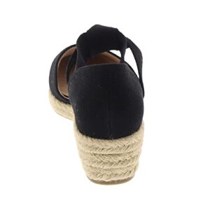 LifeStride Womens Kascade Espadrille Wedge Mary Jane Flat, Black, 9 Wide US