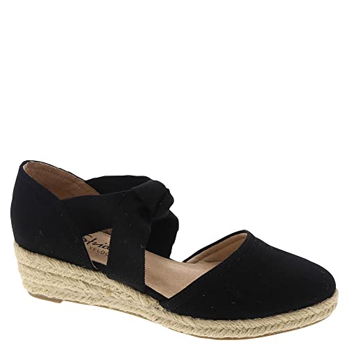 LifeStride Womens Kascade Espadrille Wedge Mary Jane Flat, Black, 9 Wide US