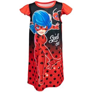 miraculous ladybug little girls nightgown pajamas black/red 7-8