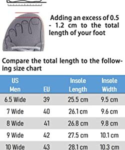 WHITIN Men's Trail Running Shoes Minimalist Barefoot Sneakers Extra Wide Width Toe Box Size 9W Gym Fitness Low Zero Drop Minimus Flat Comfort Black 42