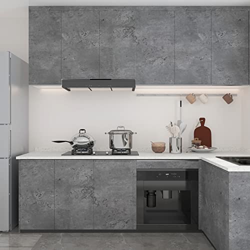 HOLOMEY 11.8"x118" Dark Grey Concrete Contact Paper Peel and Stick Cement Wallpaper Removable Thicken 3D Textured Wallpaper Vinyl Wrap Matte Industrial Wall Stickers for Countertop Kitchen Island