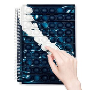 fidget notebook, fidget spiral notebook, push pop bubble fidget sensory toy stress reliever stationery, composition notebooks portable for school office notebook kids school gifts navy blue notebook