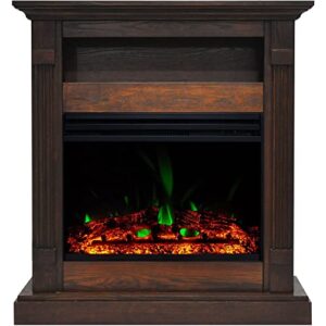 Drexel 34-in. Electric Fireplace Heater with Walnut Mantel, Deep Log Display, Multi-Color Flames, and Remote Control