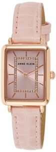 anne klein women's japanese quartz dress watch with faux leather strap, pink, 14 (model: ak/3820rgpk)