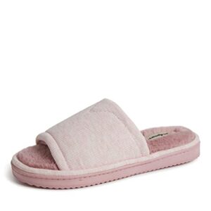 dearfoams women's demi rib knit slide slipper, pale mauve, medium