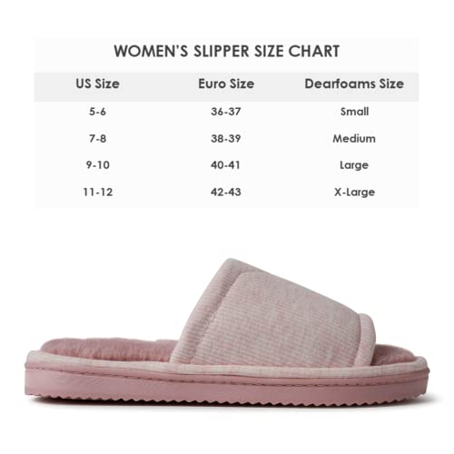 Dearfoams Women's Demi Rib Knit Slide Slipper, Pale Mauve, Medium