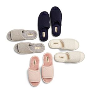 Dearfoams Women's Demi Rib Knit Slide Slipper, Pale Mauve, Medium