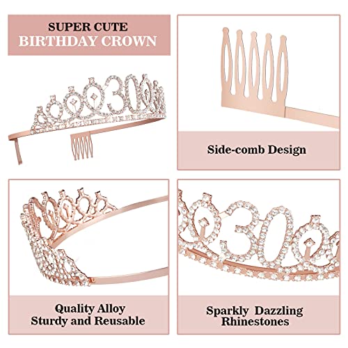 30th Birthday Decorations for Her,30th Birthday Sash,Crown/Tiara,Candles,Cake Toppers.30th Birthday Gifts for Her,30th Birthday Decorations for Women,30 Birthday Decorations