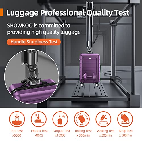 SHOWKOO Luggage Sets Expandable PC+ABS Durable Suitcase Sets Double Wheels TSA Lock 4 Piece Luggage Set Purple