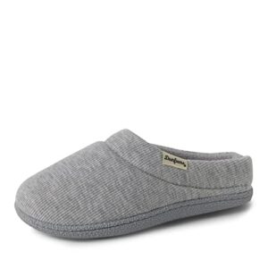 dearfoams women's lacey machine washable memory foam comfort easy on/off clog slipper, light heather grey, large