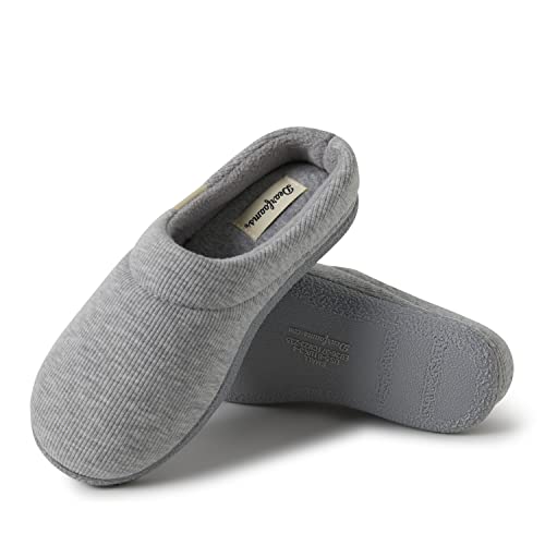 Dearfoams Women's Lacey Machine Washable Memory Foam Comfort Easy on/Off Clog Slipper, Light Heather Grey, Large