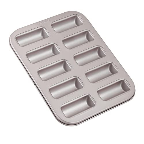 CHEFMADE Financier Cake Pan, 10-Cavity Non-Stick Rectangle Muffin Pan Biscuits Cookies Bakeware for Oven Baking (Champagne Gold)