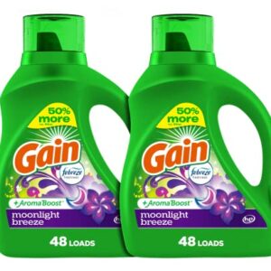 Gain + Aroma Boost Laundry Detergent Liquid Soap, Moonlight Breeze Scent, 45 Loads, 65 Fl Oz, Pack Of 2, He Compatible