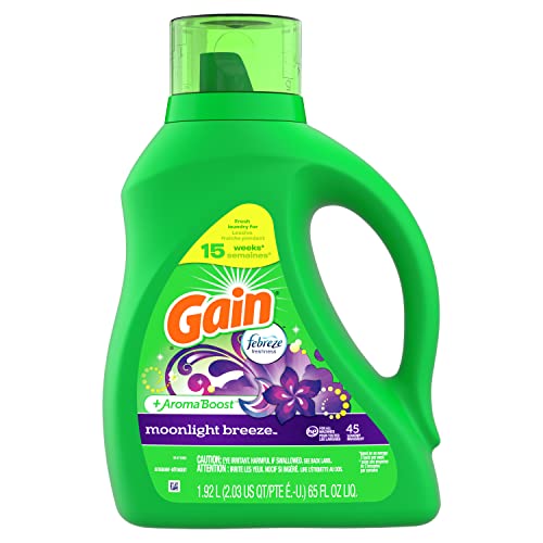 Gain + Aroma Boost Laundry Detergent Liquid Soap, Moonlight Breeze Scent, 45 Loads, 65 Fl Oz, Pack Of 2, He Compatible