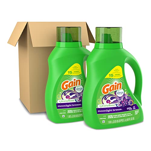 Gain + Aroma Boost Laundry Detergent Liquid Soap, Moonlight Breeze Scent, 45 Loads, 65 Fl Oz, Pack Of 2, He Compatible