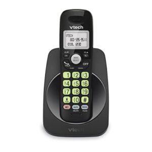 vtech vg101-11 dect 6.0 cordless phone for home, blue-white backlit display & big buttons, full duplex speakerphone, caller id/call waiting, easy wall mount, reliable 1000 ft range (black)