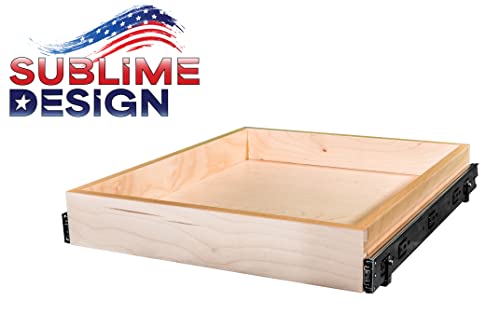 Sublime Design | Pull Out Tray | Bottom Mount | Baltic Birch Kitchen Cabinet Drawer | Slide Out Shelves | Roll Out Cabinet Organizer (11" Wide)