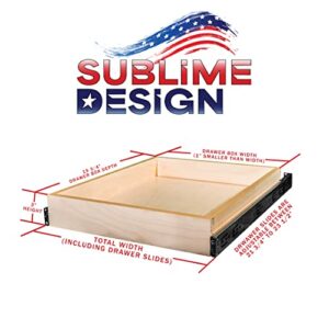 Sublime Design | Pull Out Tray | Bottom Mount | Baltic Birch Kitchen Cabinet Drawer | Slide Out Shelves | Roll Out Cabinet Organizer (11" Wide)