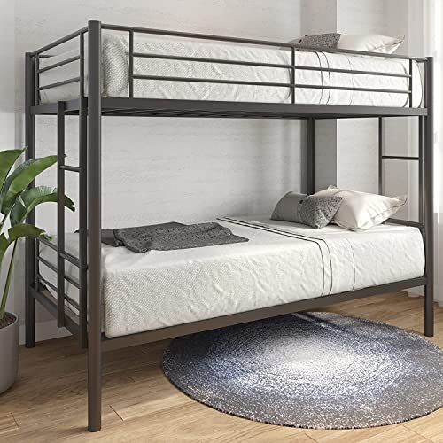 GNIXUU Metal Bunk Bed Twin Over Twin Sturdy Heavy Duty Bunk Beds with 2 Side Ladders, Space Saving, No Box Spring Needed, for Boys Girls Teens Adults