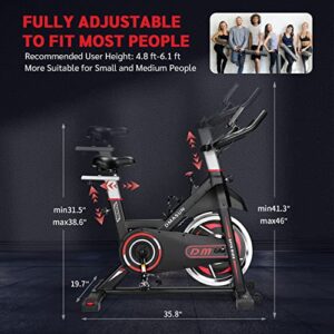 DMASUN Exercise Bike, Indoor Cycling Bike Stationary, Cycle Bike with Comfortable Seat Cushion, Digital Display with Pulse