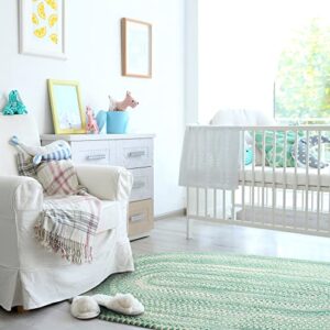 fluffy serene green 4' 0" x 6' 0" oval braided rug