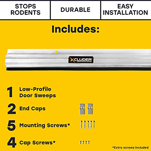 Xcluder 48" Low-Profile Door Sweep, Aluminum – Seals Out Animals, Enhanced Weather Sealing, Easy to Install; Door Seal Guard; Chew Proof