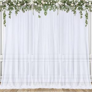 white sheer curtain for party backdrop, 10ft x 7ft wrinkle-free chiffon backdrop curtain white arch drapes for wedding birthday party decorations