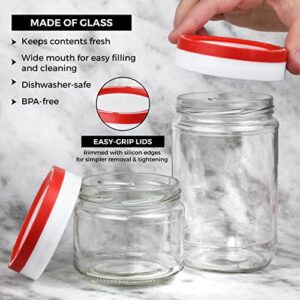 Tribello Wide Mouth Mason Jars 14 Oz, 4-Pack Glass Canning Jars Featured With Plastic Rubber Airtight Lids For Meal Prep, Food Storage Overnight Oats, Jelly, Dry Food Canning, and Homemade Yogurt