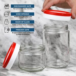 Tribello Wide Mouth Mason Jars 14 Oz, 4-Pack Glass Canning Jars Featured With Plastic Rubber Airtight Lids For Meal Prep, Food Storage Overnight Oats, Jelly, Dry Food Canning, and Homemade Yogurt